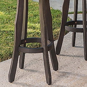Christopher Knight Home Pike Outdoor Acacia Wood Barstools, 2-Pcs Set, Dark Grey Finish