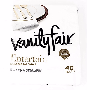 Vanity Fair Entertain Dinner Napkins, 40 Count, White Paper Napkins (Pack of 2)