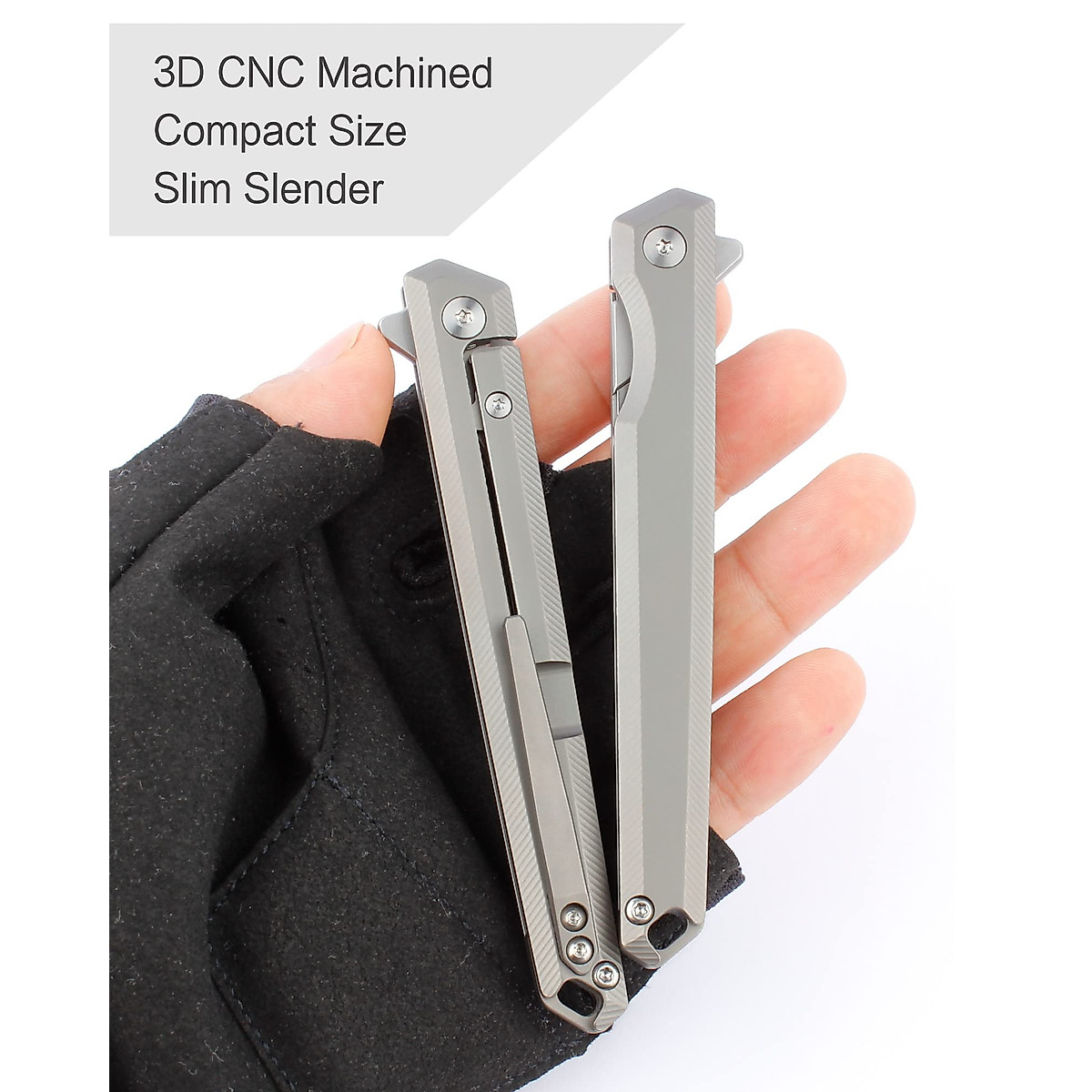 ainhue A42 Compact Slim Flipper Folding Pocket Scalpel Knife, 20pcs Replaceable Blades, 4.2 inches Slender Grey TC4 Titanium Handle Frame Lock Pocket Clip, Lanyard Hole for EDC Gentleman's Knife