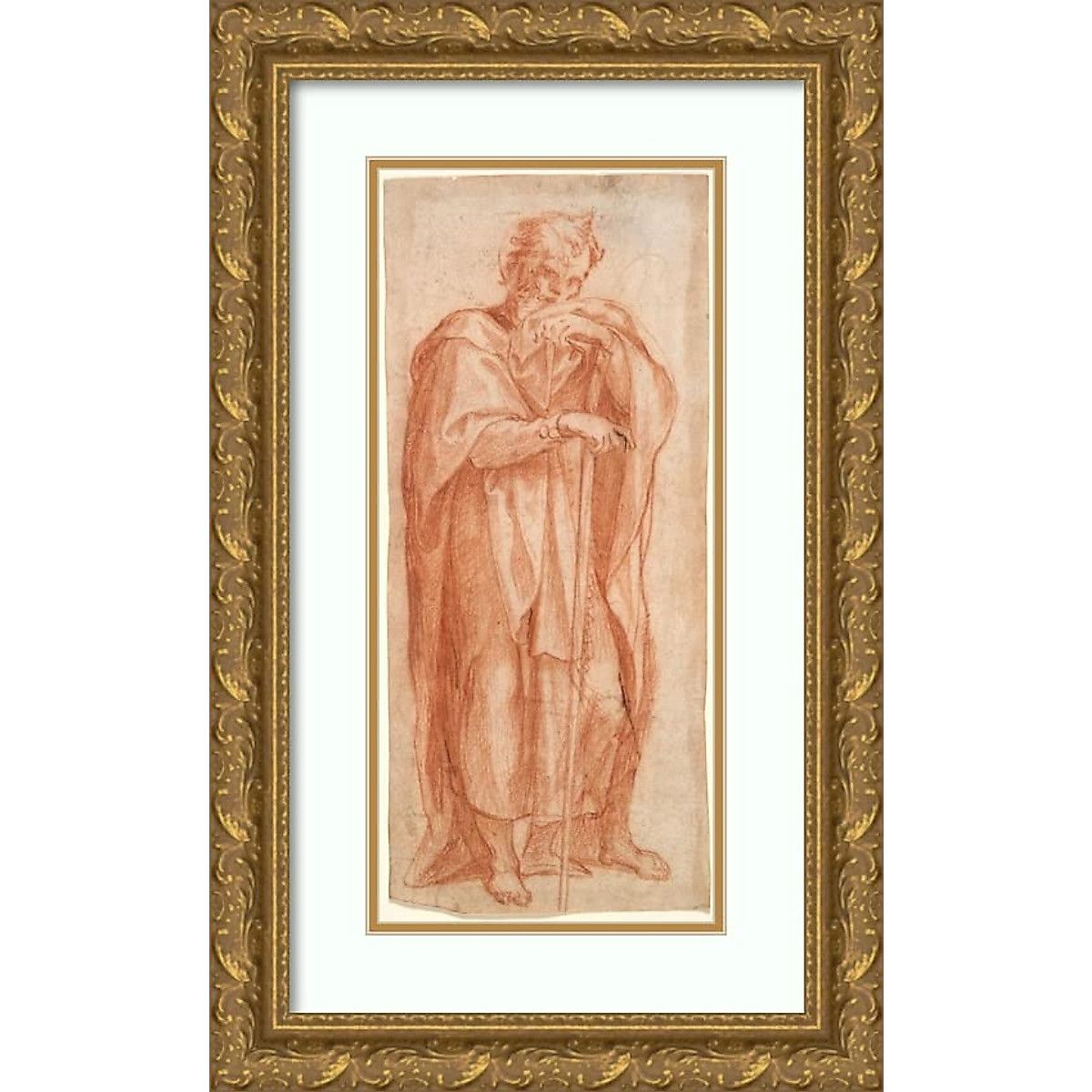ArtDirect Cesare Nebbia 13x24 Gold Ornate Framed and Double Matted Museum Art Print Titled: Eleazar, Study for in Fresco in the Sixtine Chapel, Santa Maria Maggiore, Rome (1586)