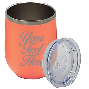 My Personal Memories Personalized Insulated Wine Tumbler - Custom Monogrammed Stemless Wine Cup - Your Text Here (Coral)