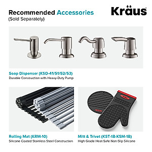 KRAUS 18 x 18 inch Standart PRO™ Drop-In Top Mount 16 Gauge Single Bowl 1-Hole Stainless Steel Kitchen Sink Set (5 Item Bundle: Sink, Bottom Grid, Drain Assembly, Drain Cap, Kitchen Towel), KHT301-18