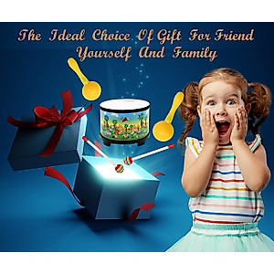 Crafteem Floor Tom Drum for Kids 8-inch Percussion Instrument Music Drum with 2 Mallets and Color Maracas for Baby Children Special Christmas Birthday Toy Gift