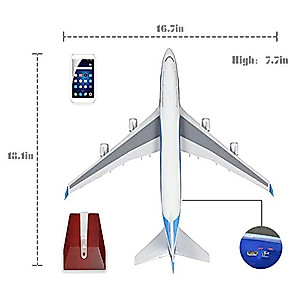 24-Hours 18” 1:130 Model Jet Airplane B747 Model Plane Aircraft Model Diecast Airplane for Adults with LED Light(Touch or Sound Control) for Decoration or Gift