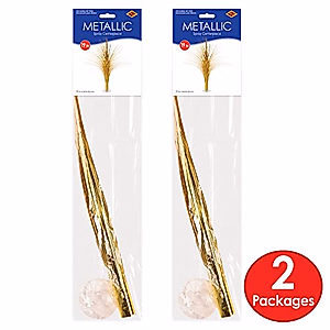 Beistle 2 Piece Plastic Metallic Gold Spray Centerpieces For Happy New Year Decorations, Awards Night Tableware, Birthday Party Supplies, 19"
