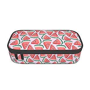 Pink Watermelon Cute Pencil Case Organizer with Compartments for adults Large Capacity Pen Bag Double Zippers Multifunction Makeup Bag