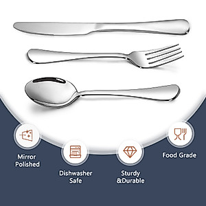 SANTUO 18PCS Dinner Set combo with 6 Dinner Knives, 6 Dinner Forks, 6 Dinner Spoons, Food Grade Stainless Steel Silverware Set for Home, Kitchen and Restaurant, Mirror Polished& Dishwasher Safe