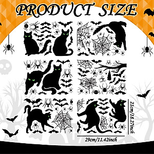 Chivertion 6 Sheets 101 Pcs Halloween Black Cat Wall Sticker Decoration Bats Spiders Web Scary Decals Removable Double Side Wall Window Sticker for Halloween Party Supplies