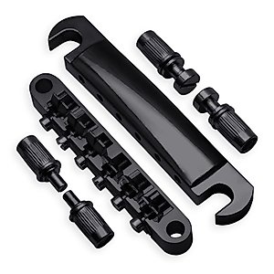 MAXCHEER A Set of String Saddle Tune-O-Matic Bridge & Tailpiece For GB LP Style Electric Guitar (Black)