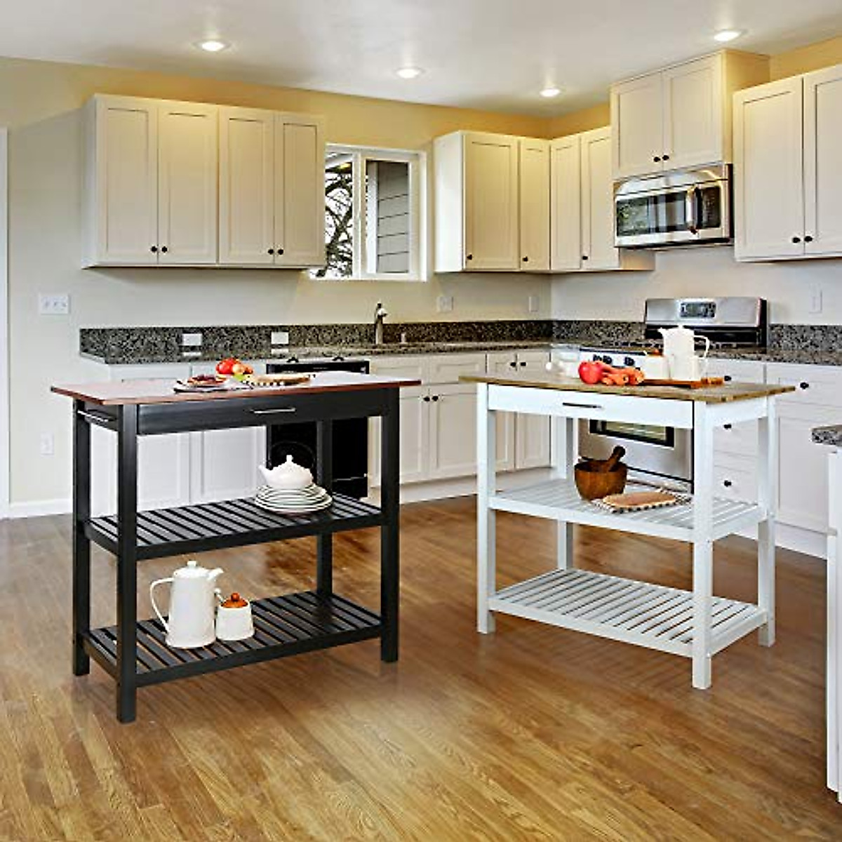 Casual Home Solid Hardwood Top, Natural/White, 40" W (373-91) Kitchen Island, Natural&White