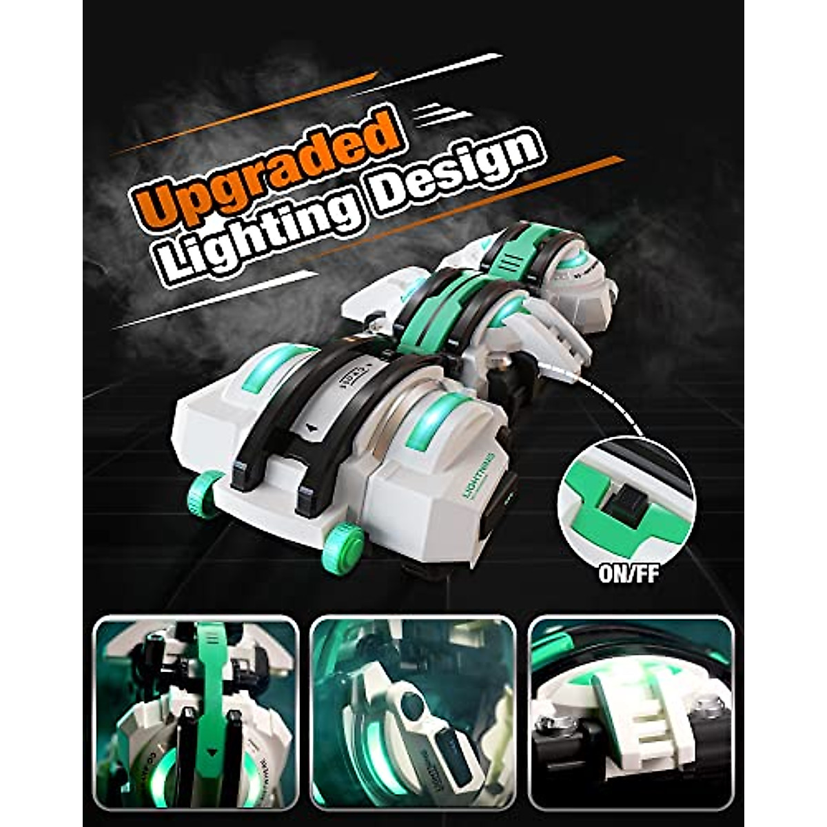 BAZADER RC Cars with LED Lights - Remote Control Car Snake 360° Roll Toys, Birthday for Kids Age 7 8 9 10 11+ Year Old, 2 Batteries 30+min, Indoor/Outdoor Toys for 6-12 yr Teen Boys