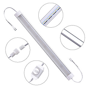 8pcs LED Under Cabinet Lights, Dimmable Kitchen Cabinet Strip Lighting Fixture, Hardwired Under Counter Lighting for Cupboard, Showcase, Shelf, 12in 24V DC(Warm White)