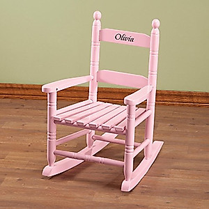 Miles Kimball Wood Personalized Pink Children's Rocker - Black Font