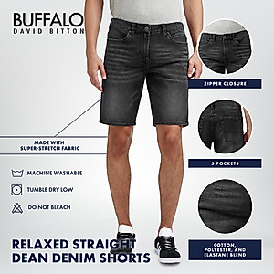 Buffalo David Bitton Men's Relaxed Straight Dean Denim Shorts, Black S23, 32