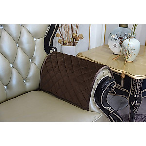 HAOMAIJIA Sofa Armrest Cover, Recliner Chair Arm Cover,Armchair Slipcover Nonslip Quilted Furniture Protector for Leather Sofa Couch (ALatte, 20 x24 Inches Sofa Armrest Cover-2 Pieces)