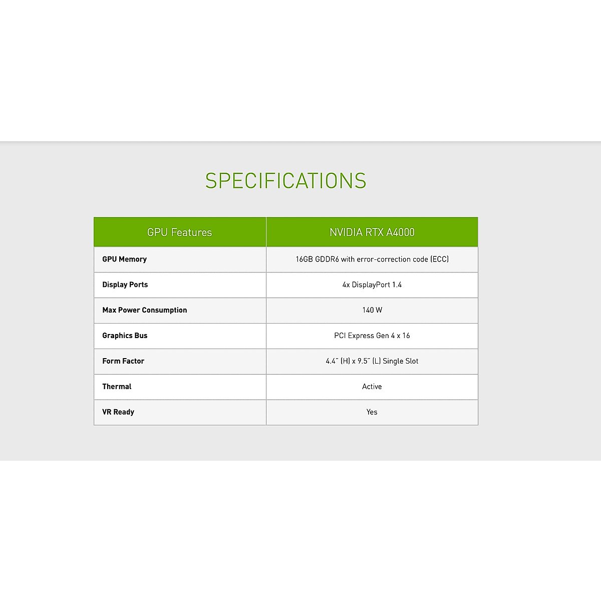 nVidia LEADTEK RTX A4000 Ampere PCIe 4.0 x16 Graphics GPU Card 16GB GDDR6 ECC
