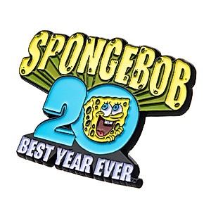 Nickelodeon SpongeBob SquarePants, SpongeBob 20th Best Year Ever Enamel Pin. Colors: Light Blue/YellowWhite.