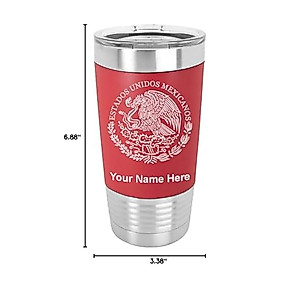 LaserGram 20oz Vacuum Insulated Tumbler Mug, Flag of Mexico, Personalized Engraving Included (Silicone Grip, Red)