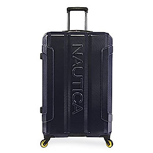 Nautica Maker Hardside Spinner Luggage, Navy/Yellow, Checked-Large 29-Inch