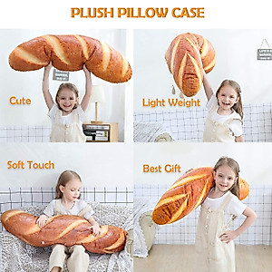 Wepop 32 in 3D Simulation Bread Shape Pillow Soft Lumbar Baguette Back Cushion Funny Food Plush Stuffed Toy