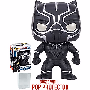 POP Marvel: Captain America 3: Civil War - Black Panther Funko Pop! Vinyl Figure (Bundled with Compatible Pop Box Protector Case), Multicolor, 3.75 inches