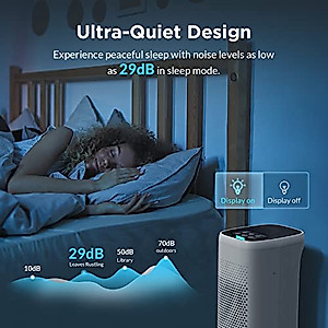 MS18 Air Purifiers for Home Large Room Up to 825 Sq Ft, Air Cleaner with H13 True HEPA Filter and Washable Pre-Filter, Remove 99.97% of Allergies, Smoke, Dust, Mold, Pets Dander, Pollen for Bedroom Office Living Room by Membrane Solutions