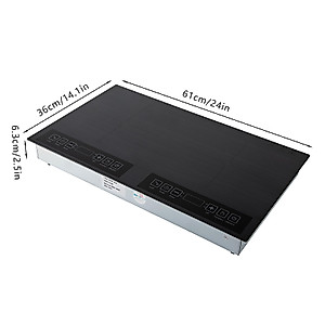 YIYIONCE Double Induction Cooktop 24 In Portable Electric Cooktop 2 Burner 2KW Dual Induction Cooker with LED Touch Screen & 9 Temperature Fast Heating Induction Burner for Kitchen Home Use | US STOCK
