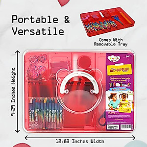 Kraftic Art Kit Coloring Set for Kids, Complete Back to School Art Supplies Kit, Art Box Organizer, Drawing Supplies Art Case with Removable Tray for Boys and Girls, Ages 4-8
