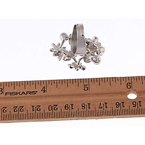 Alilang Womens Adjustable Silvery Tone Purple Rhinestones Spring Floral Flowers Ladybug Ring