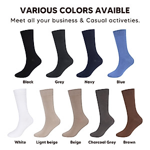 Bamboo Rayon Dress Socks for Men, 4 Pair Comfortable Crew Men Socks, Seamless Stretchy Casual Sports Socks, Navy(4 Pairs),10-13