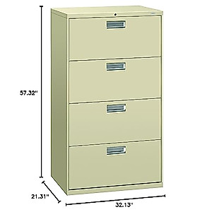 HON 674LL 600 Series 30-Inch by 19-1/4-Inch 4-Drawer Lateral File, Putty