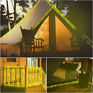 LED Rope Lights Outdoor, 98.4Ft/300 LEDs Dimmble String Lights Rope Lights with Remote and Timer, IP65 Waterproof Fairy String Lights Battery Powered for Home Garden Christmas Tree Patio (Warm White)