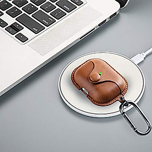 Maxjoy for AirPods Pro 2 Case Leather, Airpods Pro Leather Case Cover with Keychain Airpods Strap Compatible with Apple Airpods Pro 2nd Generation 2022/ AirPods Pro 2019 (Front LED Visible), Brown