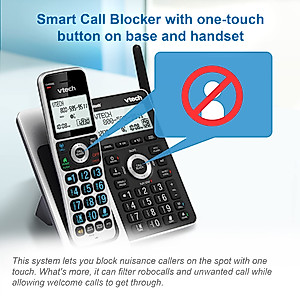 VTech VS306-3 DECT 6.0 3 Handsets Cordless Home Phone with Bluetooth, Answering System, Smart Call Blocker, Caller ID Announce, Backlit Display, Duplex Speakerphone (Silver & Black)