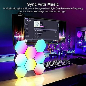 10 Pcs Hexagon LED Lights, Hexa Light Panels, Modular DIY Hexagon Wall Light APP and Remote Control Smart RGB Gaming Light Music Sync Hexagon Light Panels for Living Room, Bedroom, Gaming Rooms