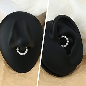 CM Crareesi Mania 16G Septum Clicker Rings Hoop 316L Stainless Steel Septum Clicker Rings Seven Clear CZ Septum Piercing Daith Piercing Jewelry