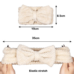 Whaline 6 Pack Spa Headband Pelerine Design Bowknot Headband Elastic Yoga Makeup Headband Soft Fluffy Bowtie Hair Band Head Wrap for Washing Face Shower Sports Beauty Skincare Women Girls