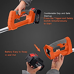 MAXMAN Weed Wacker Grass Trimmer/Edger Battery Powered,21V Cordless Weedeater Lightweight Electric Brush Cutter with 2 Batteries and Charger,10Pcs Metal Blades Lawn Tool for Home Garden Yard Trimming