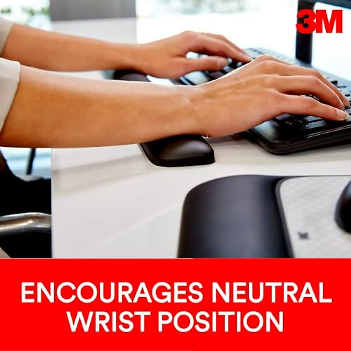3M Gel Wrist Rest for Keyboards, Soothing 3M Gel Technology and Satin Smooth Cover for All Day Comfort and Support, Durable and Easy to Clean, 19", Black (WR85B)