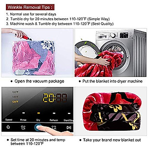 JYK Heavy Korean Faux Mink Fleece Blanket, 5 LB - 2 Ply Reversible 520GSM Silky Soft Plush Warm Blanket for Autumn Winter (Queen, Flower/Light Blue)