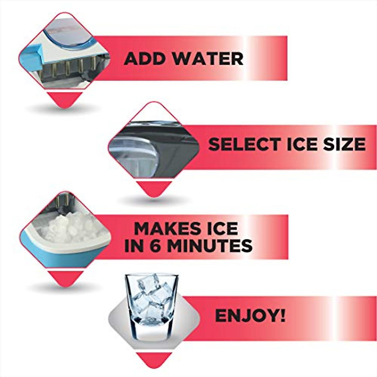 Frigidaire EFIC108-BLUE Counter-top Portable, Compact Ice Maker, Blue, 26 lb per Day