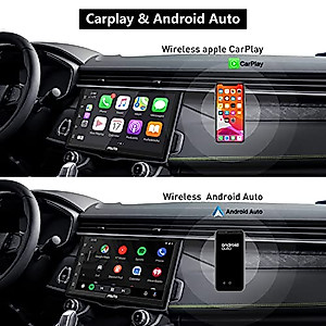 MMAUTO Double Din Car Stereo with Wireless Apple Carplay & Android Auto, 7 Inch HD LCD Touchscreen Car Radio with Bluetooth Voice Control, Rearview Camera, AM/FM Audio Receiver, Subwoofer, USB/AUX