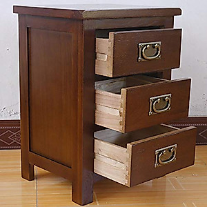 Kendyoak Aurotrice Oak Bedside Table 3 Drawers, Walnut NC Paint Cabinet, Oak Internals W:42cm