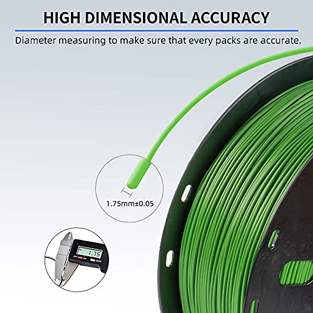Polyfaire 3D Printer Filament, PLA Filament 1.75mm, 1kg Spool (2.2lbs), Dimensional Accuracy +/- 0.05mm for FDM 3D Printers（Green）