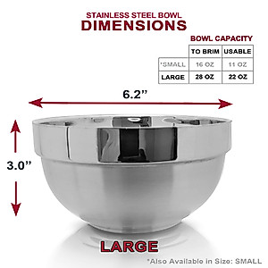 SML HOME Heat Insulated Stainless Steel Bowls, SUS 304, Double Walled Multipurpose, Cereal, Rice, Soup, Noodles, Salad, 4 Pack, LARGE (28 oz)