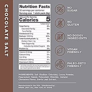 LMNT Keto Electrolyte Powder Packets | Paleo Hydration Powder | No Sugar, No Artificial Ingredients | Hot Chocolate Salt | 30 Stick Packs