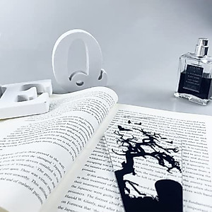 Dounai Horror Bookmarks, Bats Dead Tree Coffin Bookmark Goth Gothic Halloween Horror Creepy Oddities (2PCS) (C)