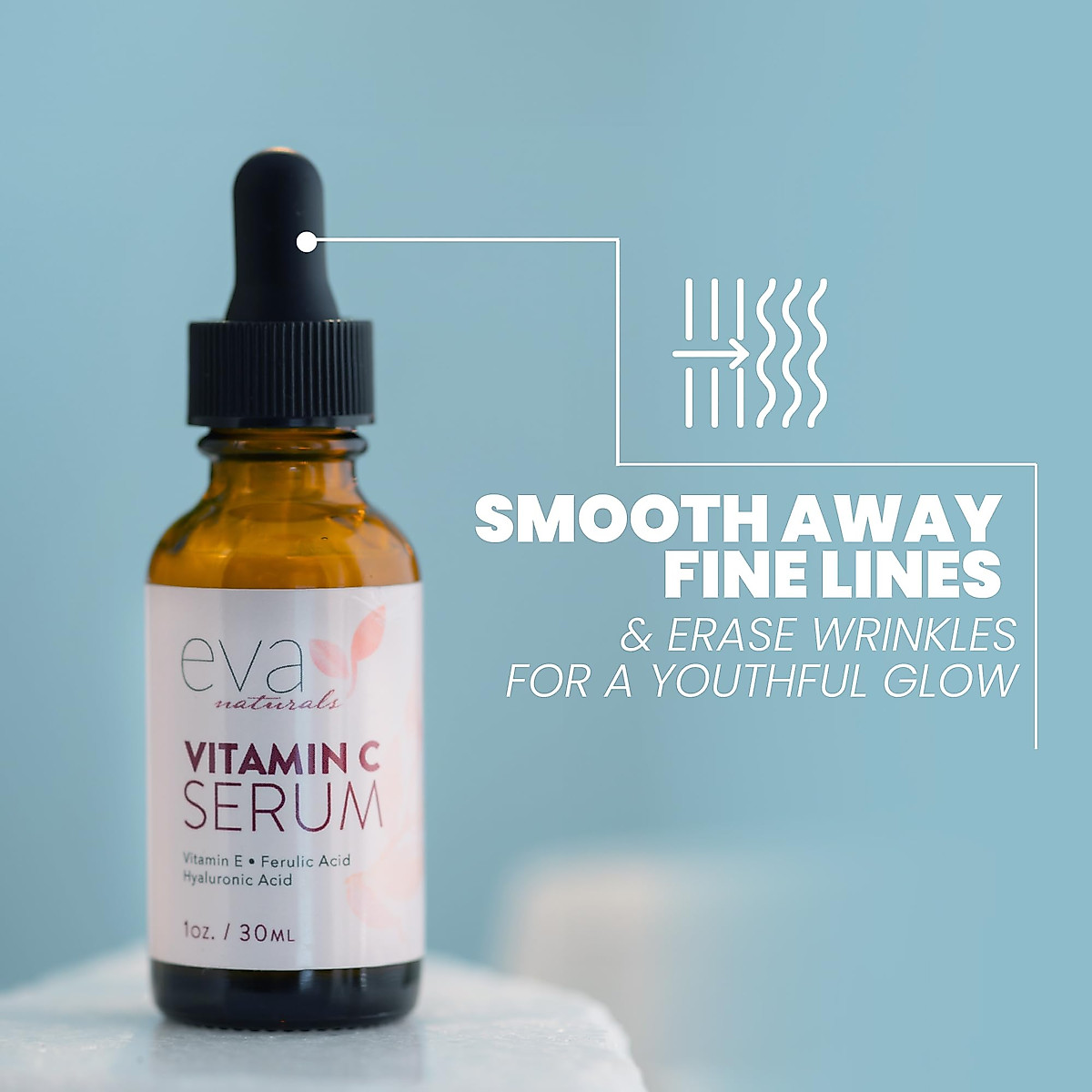 Natural Firm & Glow Skincare Set of 3 Serums – Skin Care Products With 20% Vitamin C Serum, Peptide Complex Serum, Niacinamide Vitamin B3 Serum - Peptides Serum for Face - Face Serum by Eva Naturals