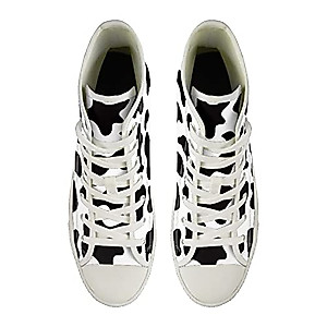 Cow Print Womens Walking Canvas Shoes High Top Travel Shoes for Girls Cheap Sneakers Shoes for Women Print Canvas Shoes Bulk for Men Boys Print Shoes Work Party Arch Support Platform Shoes