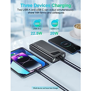 XEGNER Portable Charger, 20000mAh Power Bank USB C 20W SCP 22.5W High Speed Charging Bank, External Battery Pack with 6W Bright Flashlight, Compatible with iPhone Android Cell Phone, Tablet and More